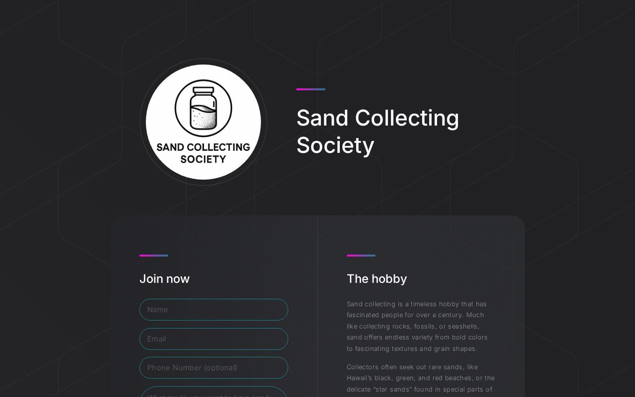 Sand collecting society